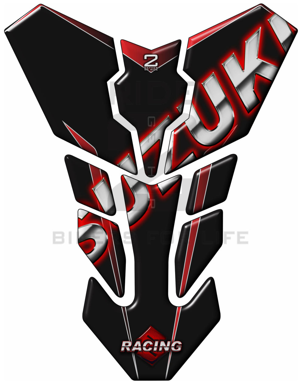 Suzuki Tank Pad - Suzuki Black, Red and Chrome Transformer Tank Pad Pr ...